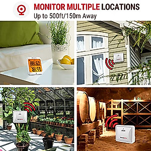 ThermoPro TP63B Indoor Outdoor Thermometer Wireless Hygrometer, 500FT Inside Outside Thermometer, Remote Temperature Monitor with Cold-Resistant Sensor, Outdoor Thermometers for Patio Home Greenhouse