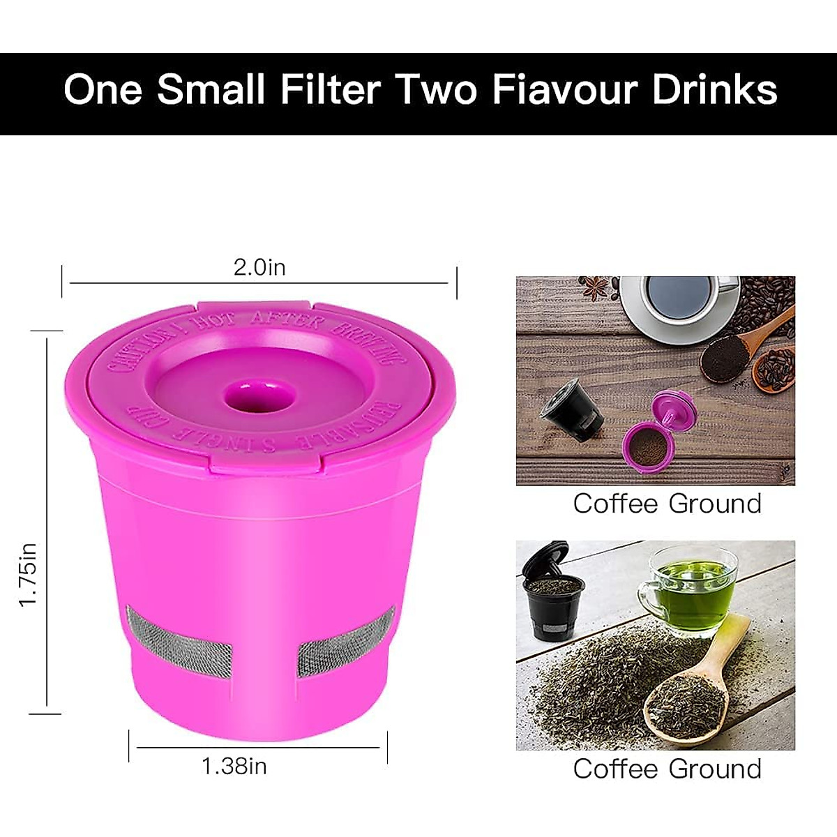 CHULUX Reusable Mesh Coffee Filter Cup 3-Pack Universal Single Serve Refillable Coffee Filters, Black + Purple