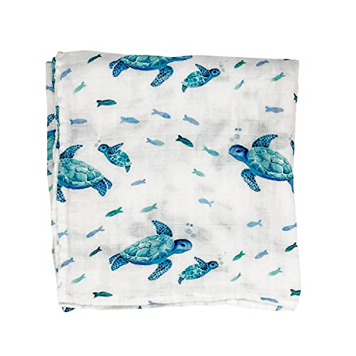 Sea Turtle Baby Swaddle Blanket - 70% Bamboo/ 30% Cotton Muslin - Silky Soft, Breathable, Lightweight, Multipurpose, Nursery Shower Gift, Large - 47 in. x 47 in. Baby Essentials by Florida Kid Co.