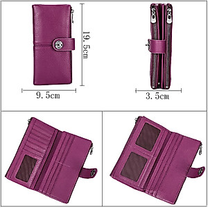Leather three-layer womens wallet, mobile phone bag, long buckle leather wallet, certificate bag and zero wallet