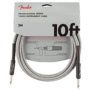Fender Professional Series Tweed Instrument Cable, Straight/Straight, White, 10ft