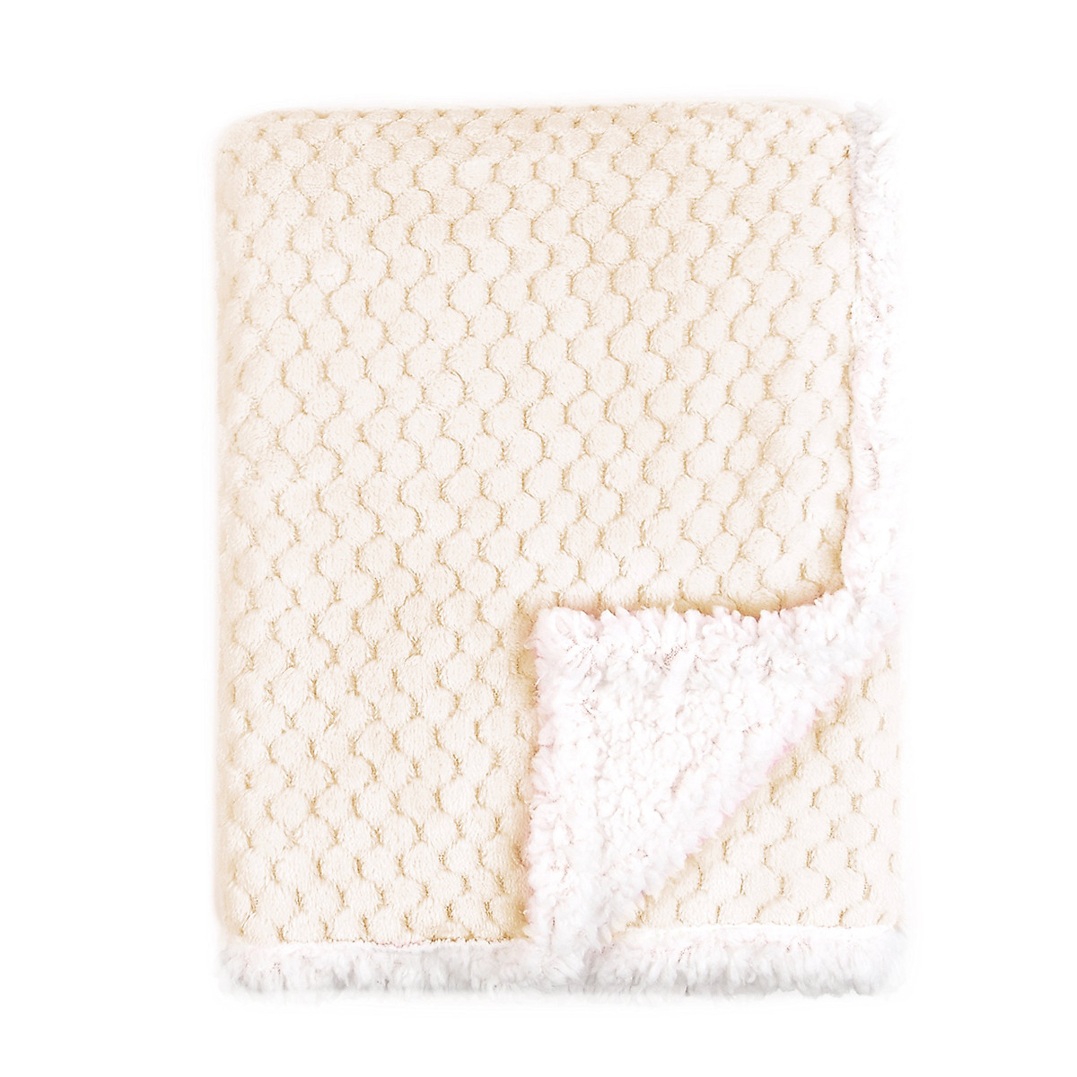 Tadpoles Popcorn Plush Sherpa Baby Blanket - Cream | 30" x 40" | Made of 100% Polyester | Soft, Breathable & Durable | Ideal as a Baby Swaddle Blanket, Crib Blanket, Receiving Blanket & More