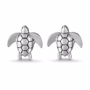 Boma Jewelry Sterling Silver Sea Turtle Animal Stud Earrings