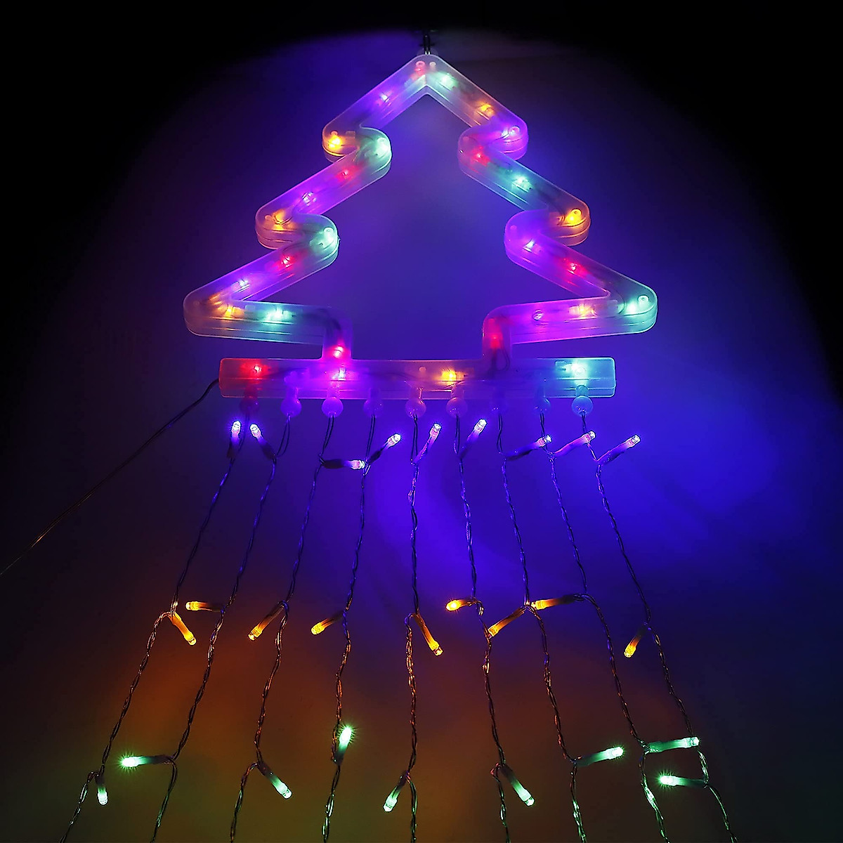 GIHOO Christmas Lights 317 LED 10FTX9 Outdoor Tree String Lights LED Icicle String Lights Christmas New Year Garland Outdoor for Bar Home Wedding Party Garden Christmas Tree Lights (Multi-Colored)