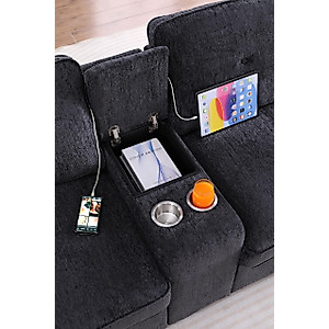 Ball & Cast 120" Sofa Bed with Pull Out Storage,5 Seat Sectional Couch with Cup Holder & USB Port,2 in 1 Design,for Living Room,Lounge,Apartment,Dark Grey