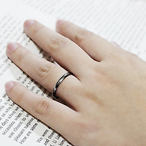 SILVERLINE JEWELRY High Polish 2mm Comfort Fit Wedding Band Ring Stainless Steel Black Tone Size 8