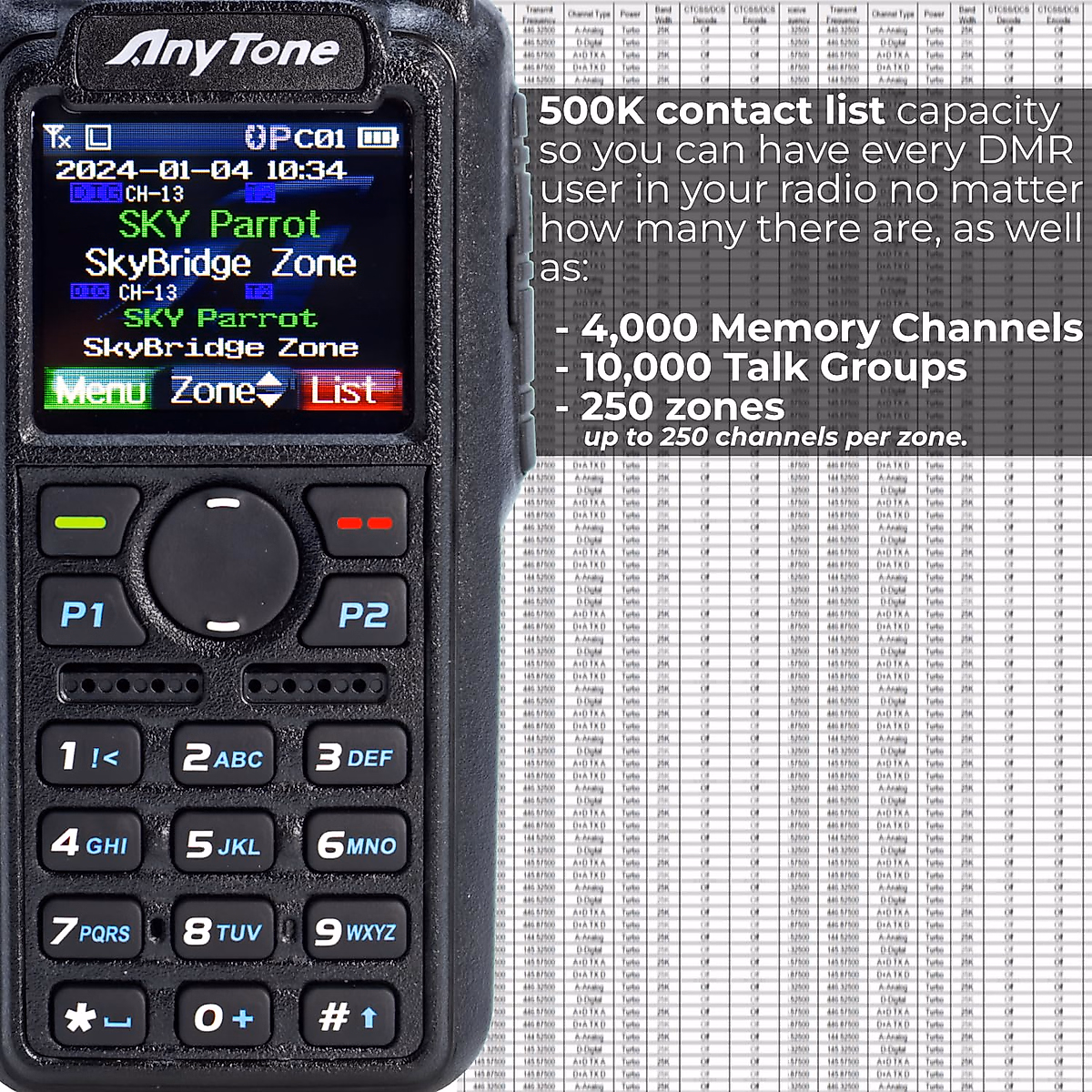 AnyTone AT-D878UVII Plus – Dual Band DMR/Analog 7W VHF, 6W UHF – w/Free $97 Training Course – Bluetooth PTT - Digital/Analog APRS RX & TX - 500K Contacts Plus Great Support from BridgeCom!