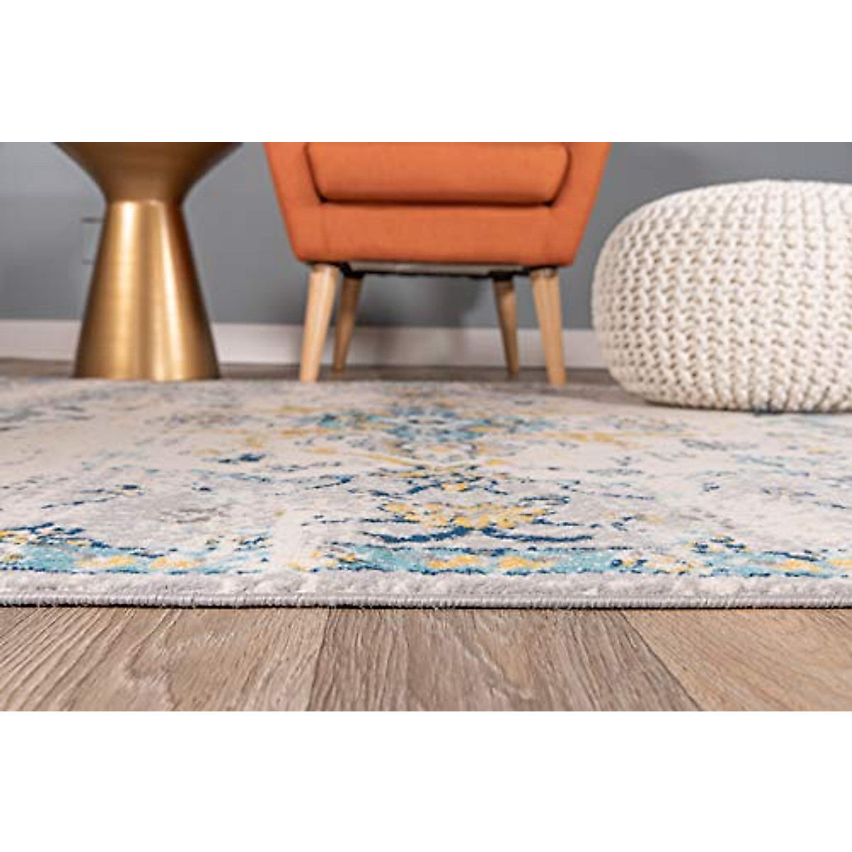 Rugshop Bohemian Distressed Design Area Rug 7'10" x 10' Blue