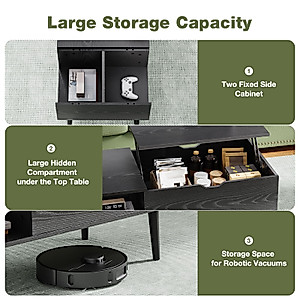 OLIXIS Modern Lift Top Coffee Table Wooden Furniture with Storage Shelf and Hidden Compartment for Living Room Office, Black
