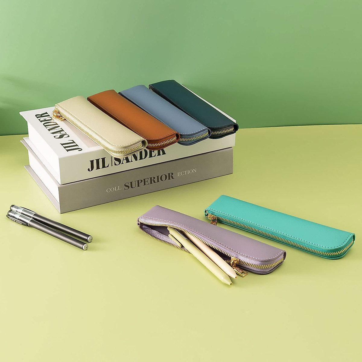 Sluxa Black pencil case, Small pencil pouch, School Accessories, Pen pouch for men with zipper.…