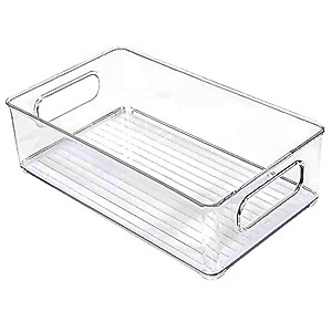 Bahoki Essentials Kitchen Pantry Bin - Clear Plastic Storage for Freezer and Refrigerator - Kitchen Organizer for Snack, Drink, Fruit and Vegetable - Multifunctional Stackable Home Bins