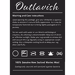 Outlavish Sheepskin Rug Genuine Fur, Luxury New Zealand Pelts, Naturally Silky Soft Lambskin, Thick & Fluffy, Long Runner for Bedroom & Living Area (2' x 6' Pearl White)