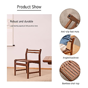 JIKUGO Bamboo Detachable Backrest Soft Chair - Dining Chair with Backrest, Plain Bamboo Seat for Home and Kitchen(Mini)