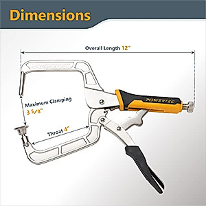 POWERTEC 71744 Quick Release 12” Right Angle Pocket Hole Clamps for Pocket Hole Joint Assembly, Woodworking & Welding, 2 PK