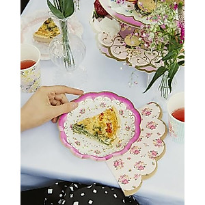 Floral Afternoon Tea Party Decorations for 16 Guests Disposable Tableware Set Pretty Paper Plates Napkins, Teacups, Bunting Tablecloth for Birthday, Mother's Day, Baby Shower, Made by Talking Tables