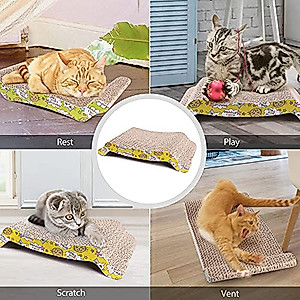 PrimePets Cat Scratching Board, 2 Pack Cat Scratcher Cardboard, Cat Scratch Pad for Indoor Cats, Cat Scratcher Couch Lounge Sofa Bed, Reversible Corrugated, Catnip Included