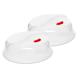DecorRack 2 Microwave Plate Covers With Vents and Easy Grip for Warming Food, Perfect for Bowls, Pans, Trays, Microwaveable Lid Cover Cooker for Kitchen BPA Free 10 Inch Random Vent Color (2 Pack)