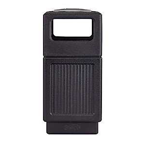 Safco Products Canmeleon Outdoor/Indoor Recessed Panel Trash Can with Ash Urn 9477BL, Asthetic Styling, Black, Decorative Fluted Panels, Stainless Steel Ashtray, 38 Gallon Capacity