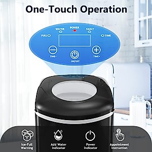 Ice Maker Machine for Countertop - Portable Ice Cube Maker delivers 24 Ice Cubes in 15 Min, 33Lbs/24H, Self-Cleaning, Ice Scoop & Basket, LCD Display, Visible Window, for Home Use/Party/Camping, Black