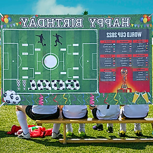 ZANOTA Soccer Party Decorations World Cup 2022 Happy Birthday Banner Photo Background Soccer Themed Birthday Party Supplies Celebration Soccer Backdrop (5x3ft)
