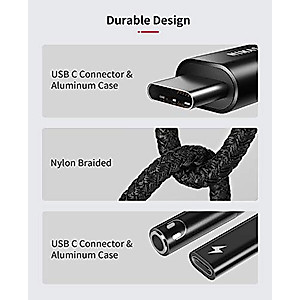 NIMASO USB Type C to 3.5mm Headphone and Charger Adapter, 2 in 1 Headphone Jack Charging Power Aux Cable Compatible with Pixel 4 3 XL, Galaxy S21 S20 S20+ Plus iPad Pro Air 4 Mini 6