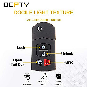 OCPTY 1 X Flip Key Entry Remote Control Key Fob Transmitter Replacement for 2005-2015 for Mazda 3 6 MX-5 Miata CX-7 CX-9 RX-8 for Mazda 2 for Mazda 5 KPU41788 4238A-41525 -4 Buttons 315Mhz