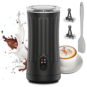 Ovetedot Milk Frother, Upgraded 4-in-1 Milk Frother and Steamer, Hot and Cold Foam Maker and Milk Warmer with Temperature Control & Auto Shut-Off, Frother for Coffee, Latte, Cappuccino, Matcha(Black)