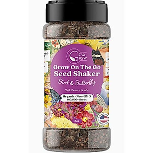Bulk Wildflower Seed Shaker - Bird & Butterfly Garden Seed Mix | Bulk 180,000+ Seeds of Annual & Perennia l Hummingbird, Flower Seeds for Planting | No Messy Bags or Packets | 8 Ounce