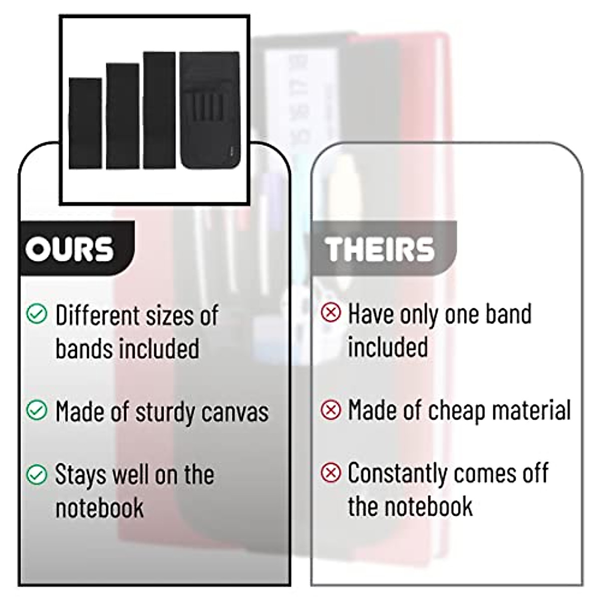 Mr. Pen Adjustable Elastic Band Pen Holder for Hard Cover Journals & Planner - Pen Sleeve Notebook & Pencil Holder