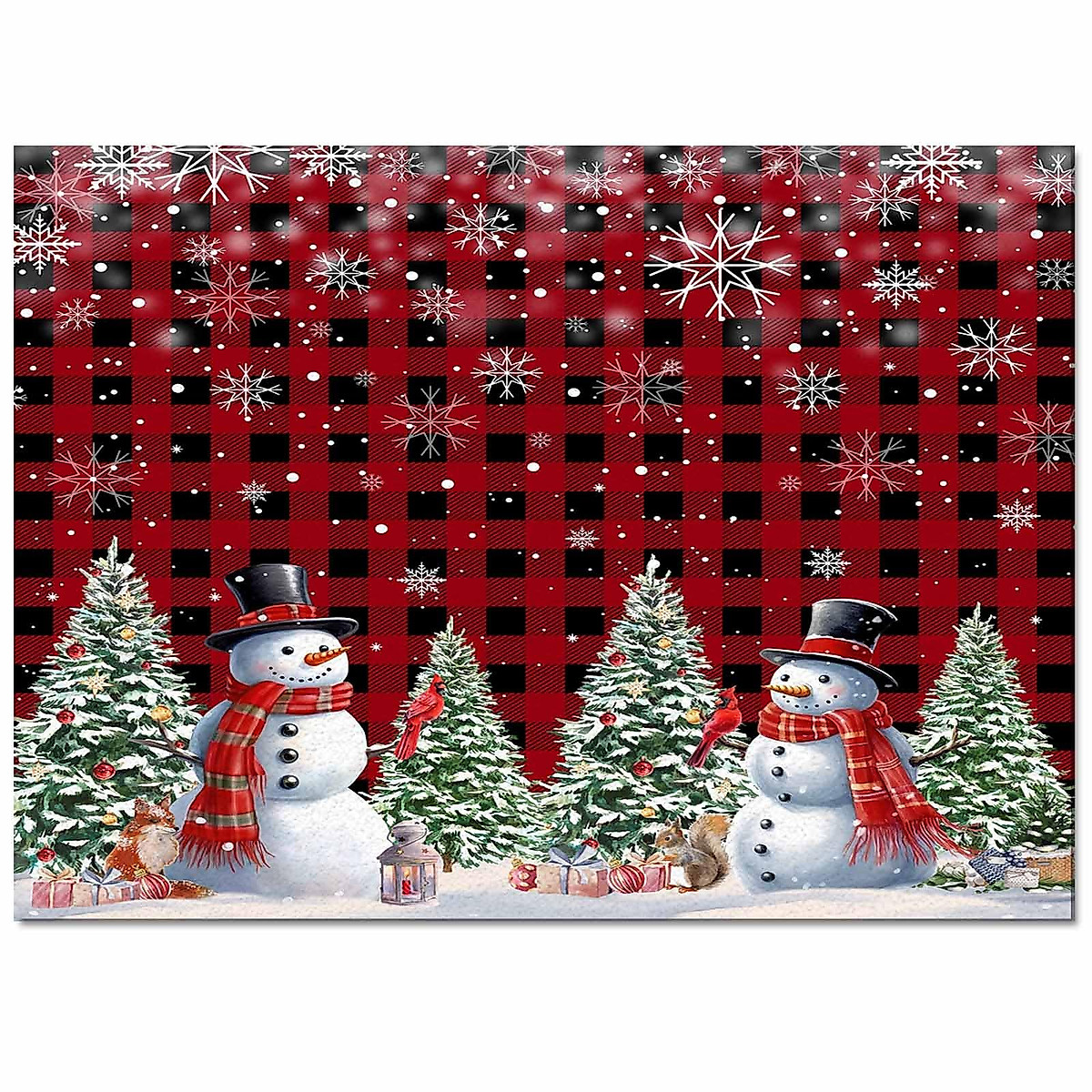 Christmas Snowman Area Rugs Xmas Tree Snowflake Red and Black Buffalo Plaid Non-Slip Washable Rug Indoor Rug Floor Mats Non Shedding Carpet for Living Room Bedroom Dining Room Home Decor 2.7x5 Ft