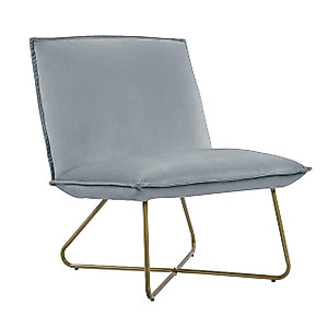 Linon Light Grey Velvet Gold Metal Base McAllister Accent Chair