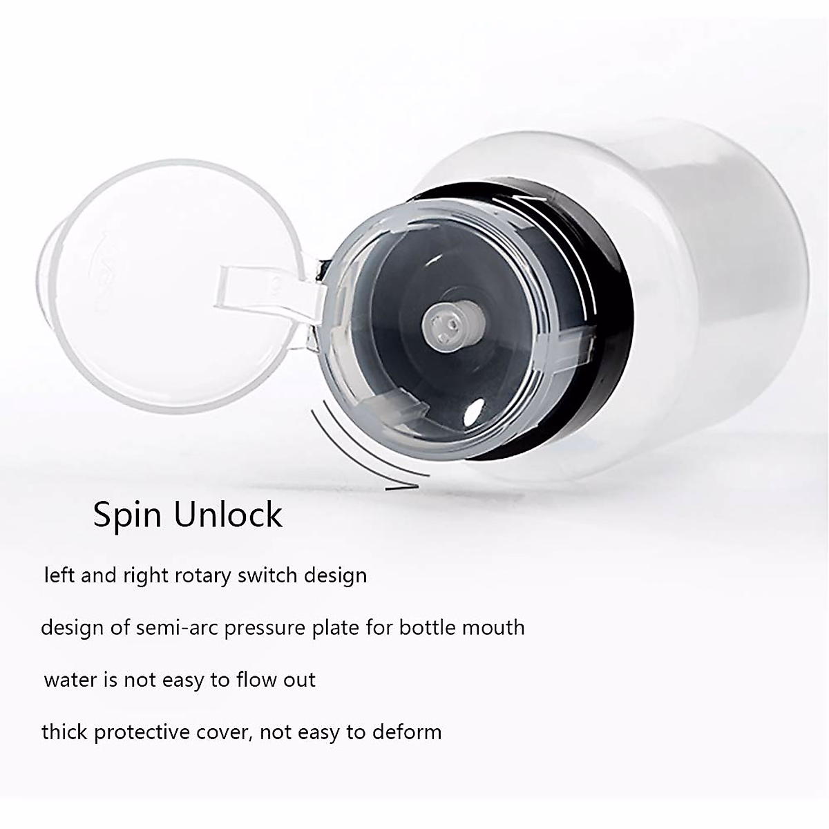 Hedume 16 Pack Push Down Empty Lockable Pump Dispenser Bottle, 6.8oz Professional Push Down Liquid Pumping Empty Bottle Dispenser for Nail Polish and Makeup Remover