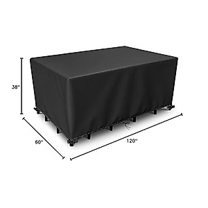 Outdoor Patio Furniture Set Covers Waterproof, 600D Garden Dining Table Cover, Rectangular Weatherproof Furniture Covers, Table and Chair Set Covers for Rainy, Snowy and Sunny 120"L x 60"W x 38"H
