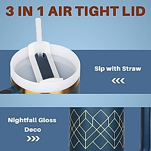 QXV 30 oz Tumbler with Handle and Straw Lid Insulated Reusable Stainless Steel Water Bottle Travel Mug Iced Coffee Cup Travel Mug for Hot and Cold Beverages, BPA-Free, 100% Leakproof Bottle