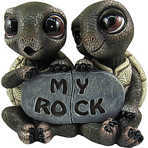 DWK - Rock Solid Love - Adorable Romantic Turtle Couple Two-Piece Figurine Best Friends Lovers Collectible Valentine's Day Gifts Office Desk Statue Home Decor Patio Garden Accent, 5.5-inch