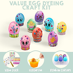 Klever Kits 47 Pcs Easter Egg Dye Decorating Kit Gift with Painting Crafts, Stickers for Kids Boys Girls Easter Creativity Activity, Party Decor, Party Favor