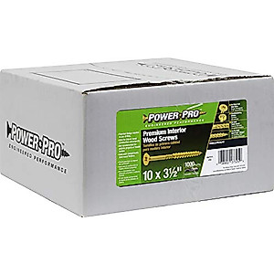 Power Pro 967771 Wood Screws, #10 x 3-1/2, Premium Star Drive Indoor Cabinet Screws, Gold Yellow Zinc, 1/4 Keg, 1000 pcs