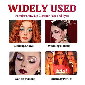 Rosarden Long-Lasting Shiny Liquid Lipstick, Diamond Shimmer Metallic Lip Gloss, Waterproof, Moisturizing, Popular Shiny Lip Gloss for Face & Eyes Makeup