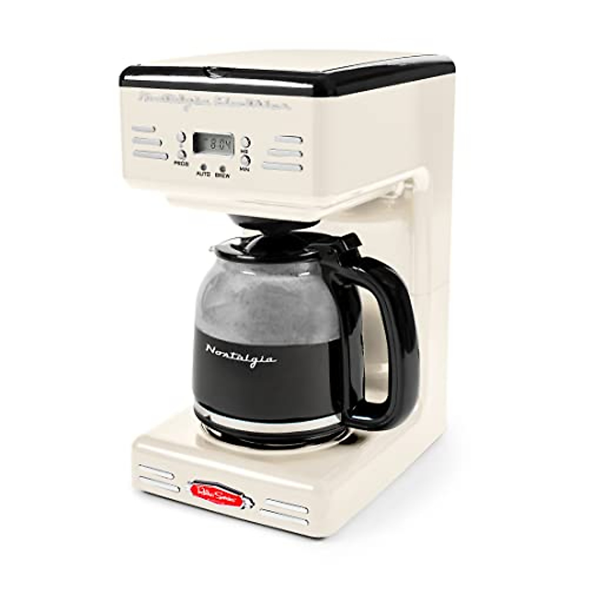 Nostalgia Retro 12-Cup Programmable Coffee Maker With LED Display, Automatic Shut-Off & Keep Warm, Pause-And-Serve Function, Cream