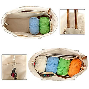 YARWO Knitting Bag with Small Zipper Pouch, Yarn Tote for Knitting Needles, Skeins of Yarn and Knitting Supplies On The Go, Sheep (Patented Design)