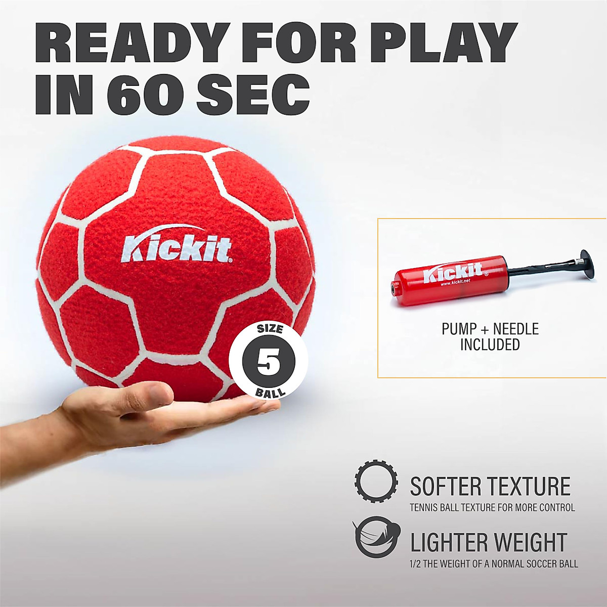 Kickit Soccer Tennis Ball | The Official Soft Soccer Ball of Soccer Tennis, Soccer Training, Freestyle Soccer and Juggling | Size 5 (Red Ball)