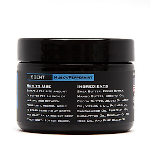 Badass Beard Care Beard Butter For Men - THE BIKER, 3 oz - Made of Natural Ingrediens for Healthy, Soften and Itchness Free Beard and Mustache