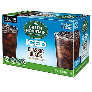 Green Mountain Coffee Roasters ICED Classic Black, Single Serve Keurig K-Cup Pods, Medium Roast Iced Coffee, 72 Count (6 Packs of 12)