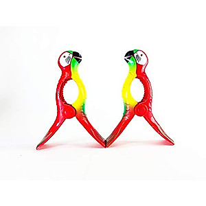 C&H Solutions Parrot Flip Style Beach Towel Clips Jumbo Size for Beach Chair, Cruise Beach Patio, Pool Accessories for Chairs, Household Clip, Baby Stroller
