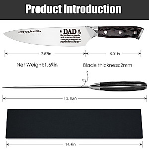 Cool Christmas Gifts for Dad from Son Daughter, Birthday Gifts for Bunous Steped Dad New Dad Daddy Christmas Father's Day Ideas Gift for Dad Christmas Day Best Dad Ever Gifts Kitchen Chef Knife Gift