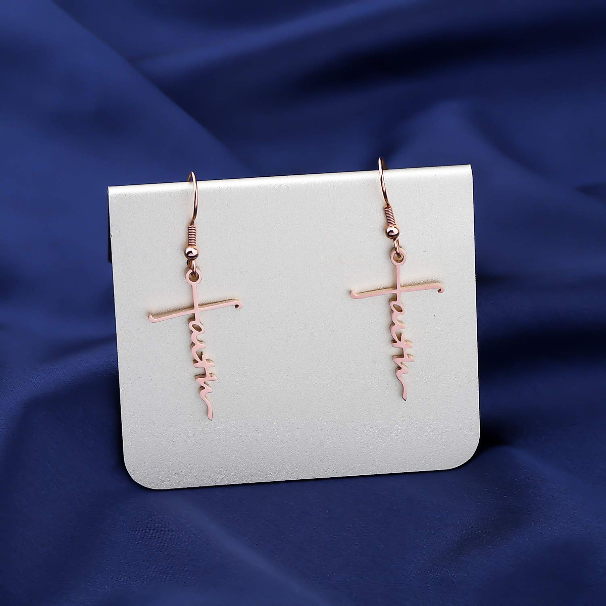 FAADBUK Faith Cross Earrings Christian Jewelry Hope Blessed Fearless Pary Pendant Earrings Religious Inspirational Jewelry (Faith ER-RG)