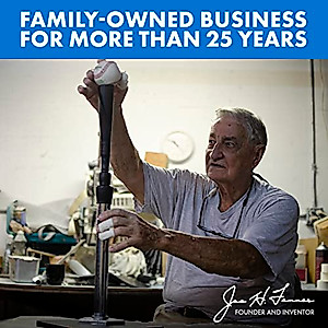 Tanner Tee The Original Professional - Style Baseball Tee Softball Adult Batting Tee with Durable Composite Base, Hand-rolled Flexible Rubber Ball Rest, Adjustable: 26" to 43", Durable Steel Stem