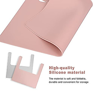 High Chair Placemat, Durable High Chair Placemat Silicone, 2-Piece Set, Can Be Used Interchangeably, Suitable for IKEA Antilop Highchai, for Toddlers and Babies (Pink/Grey)