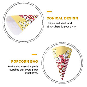 Popcorn Paper Bag Popcorn Bags, Triangle Popcorn Bags for Family Movie Night Baseball Themed Carnival Christmas Birthday Party 50 Pcs Popcorn Favor Bags