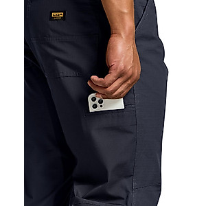 CQR Men's Ripstop Work Pants, Water Resistant Tactical Pants, Outdoor Utility Operator EDC Straight/Cargo Pants, Straight Police Navy, 44W x 30L